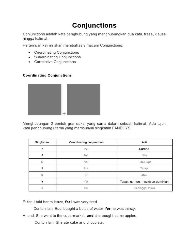 Jenis-jenis Conjunctions dalam Bahasa Inggris | PDF