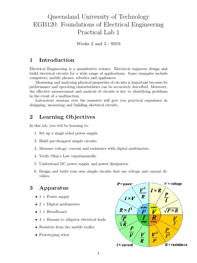 Prac1 For Egb120 | PDF | Resistor | Electrical Network