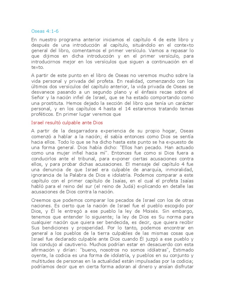 Oseas 4 Pdf Biblia Pecado