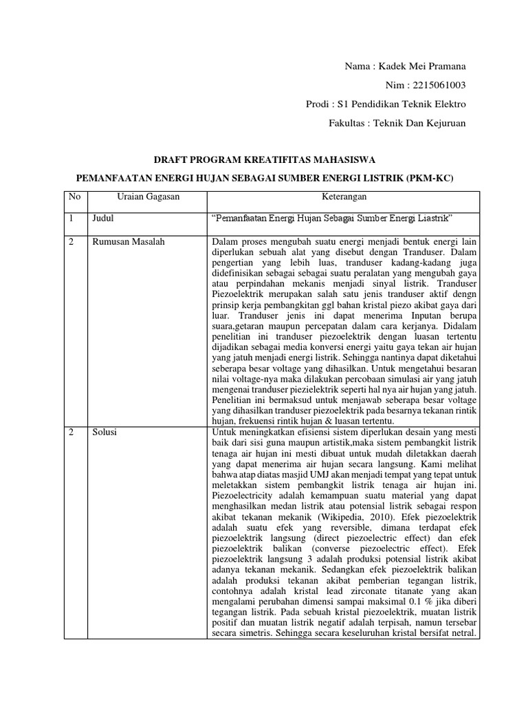 Draft PKM - Kadek Mei Pramana | PDF