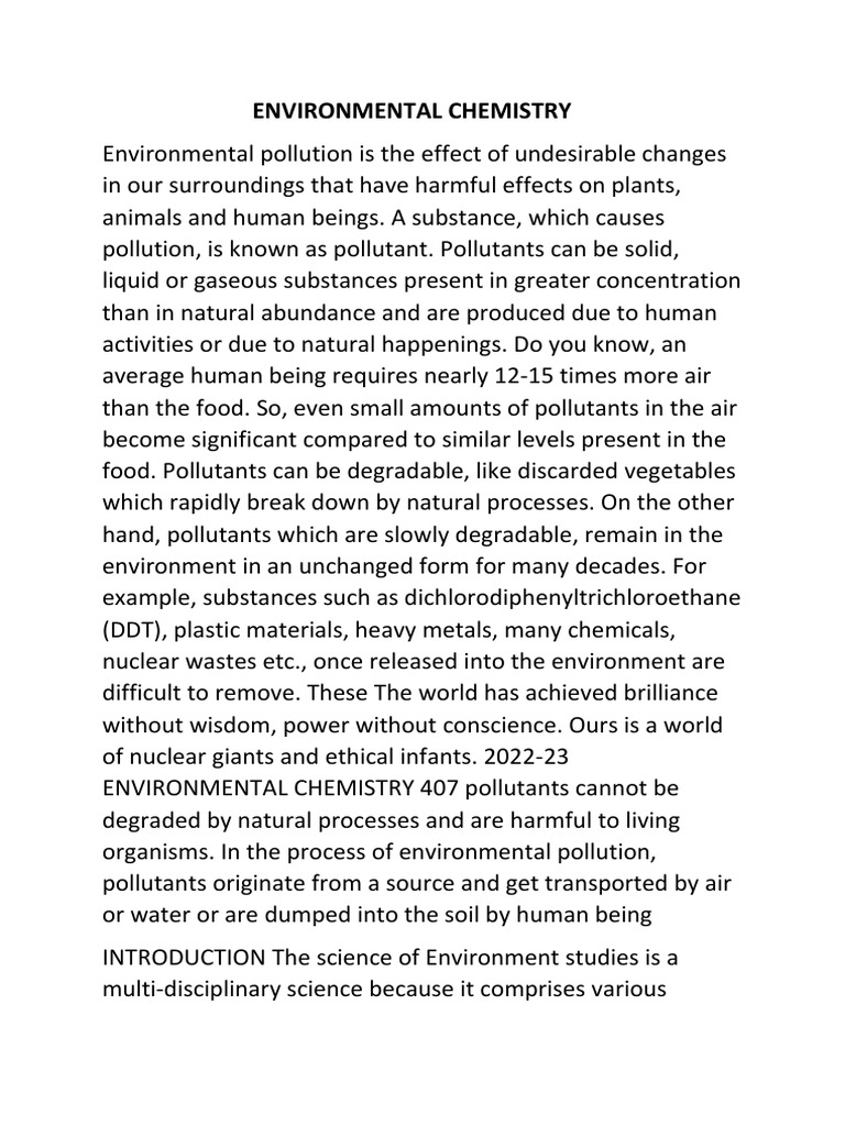 Environmental Chemistry | PDF | Natural Environment | Nature