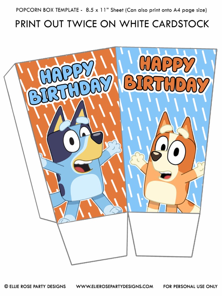 Bluey Popcorn Box | PDF