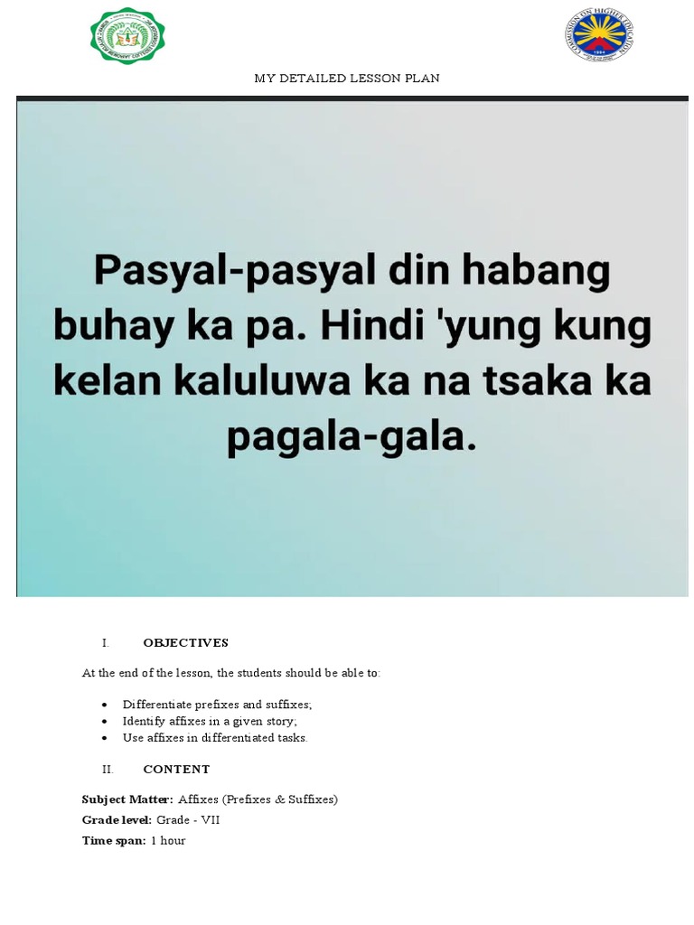 Lesson Plan Affixes | PDF | Word | Lexicology