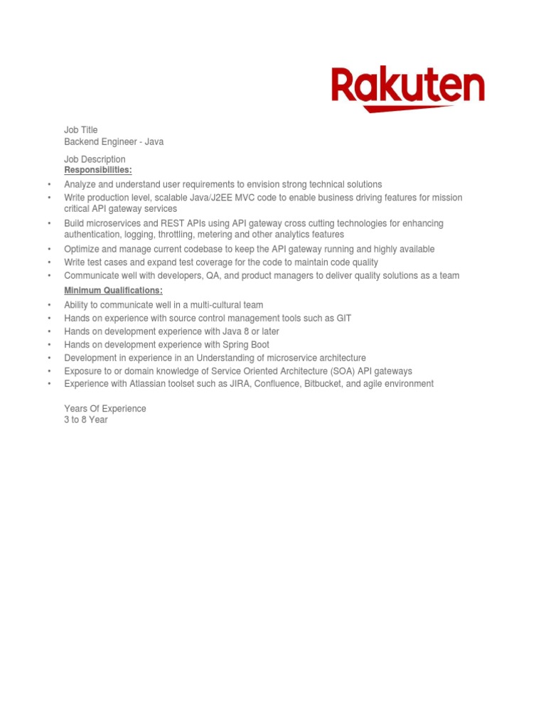 Backend Developer JD | PDF | Technology & Engineering