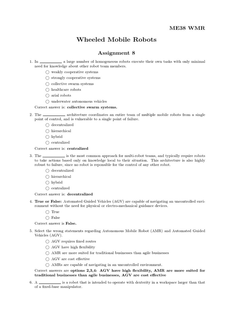 Assignment 8 | PDF | Walking | Robot