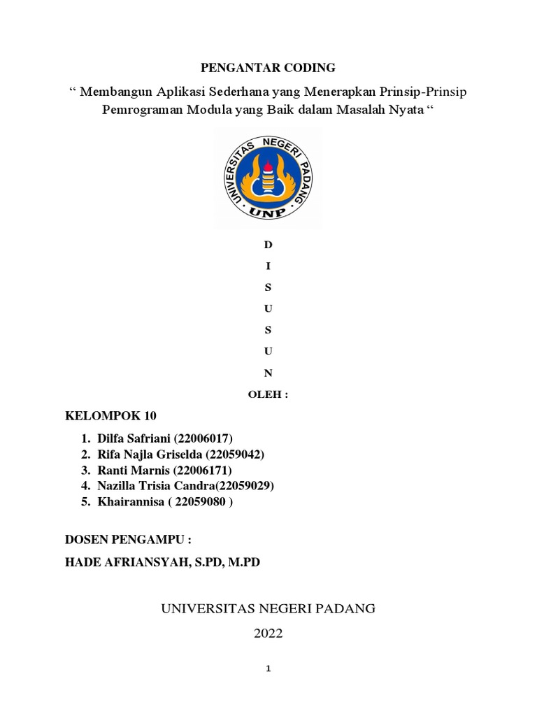 Makalah Kelompok 10 Pengantar Coding | PDF