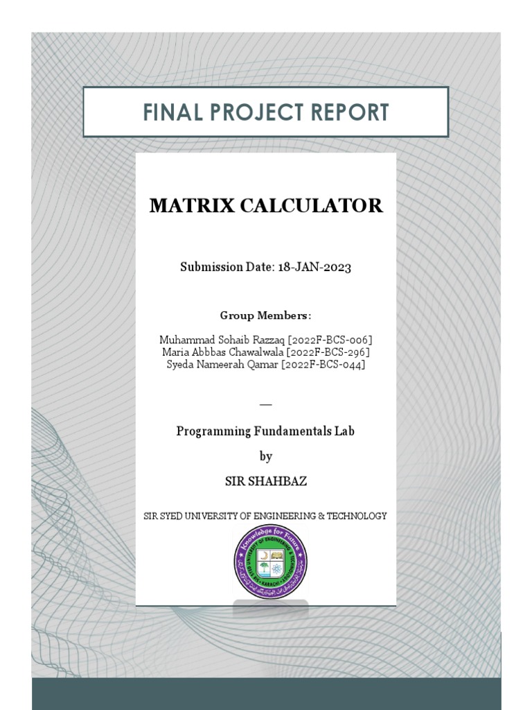 Final Report PF | PDF | Matrix (Mathematics) | Mathematics