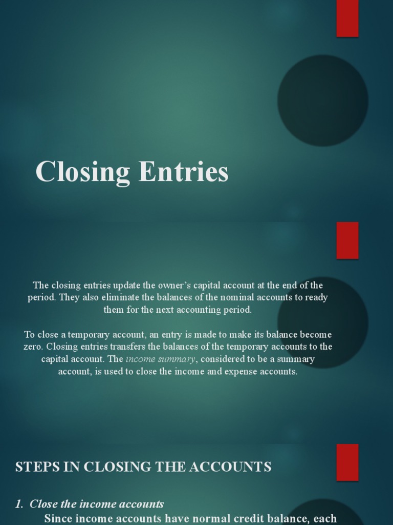 Closing Entries | PDF | Debits And Credits | Expense