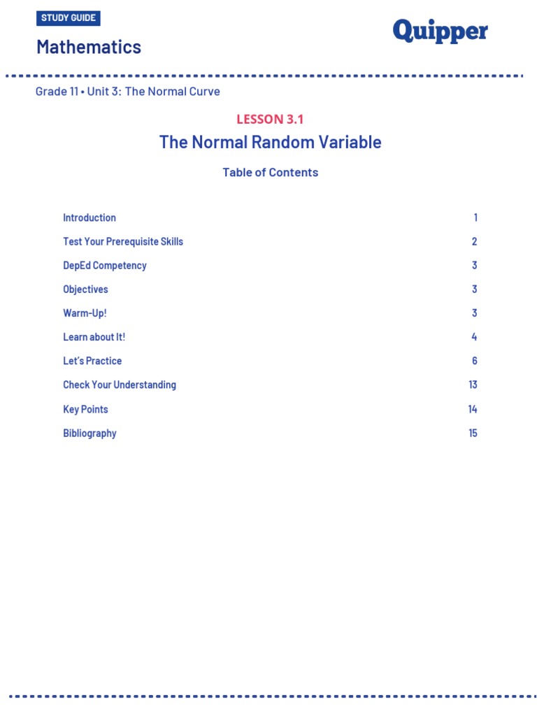 Mathematics: The Normal Random Variable | PDF | Probability Distribution | Normal Distribution