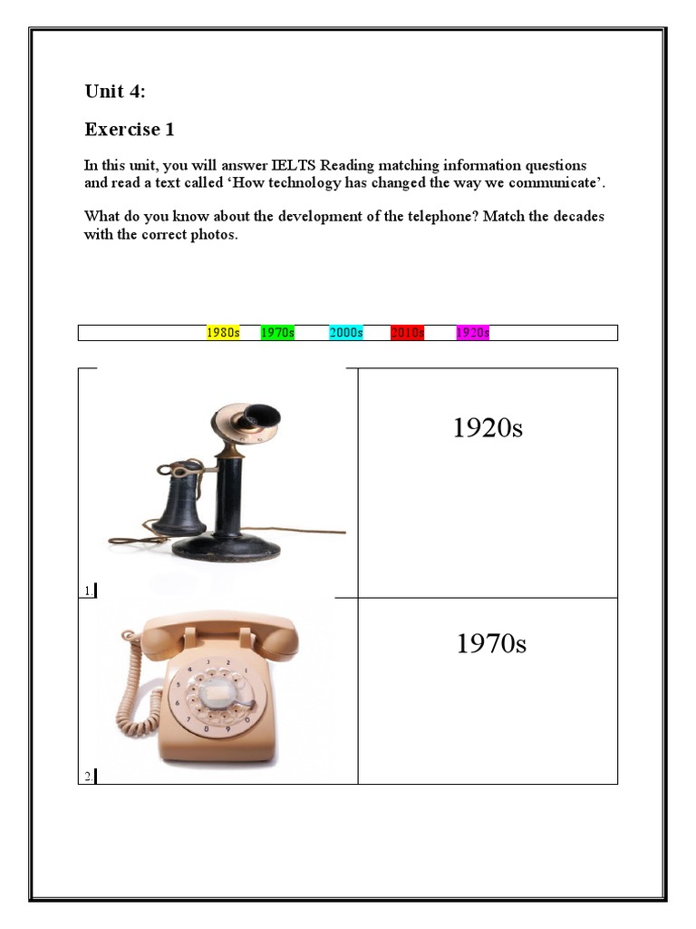 Unit 4: Exercise 1: 1980s 1970s 2000s 2010s 1920s | PDF | Distance ...