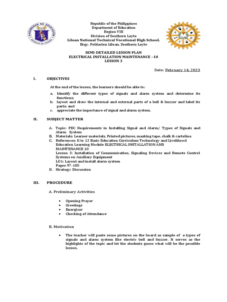 Eim 10-Lesson Plan | PDF | Cognition | Electrical Engineering