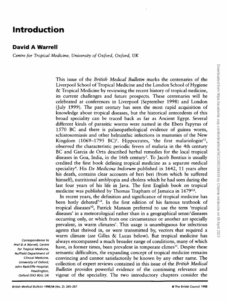 David A Warrell: Centre For Tropical Medicine, University of Oxford ...