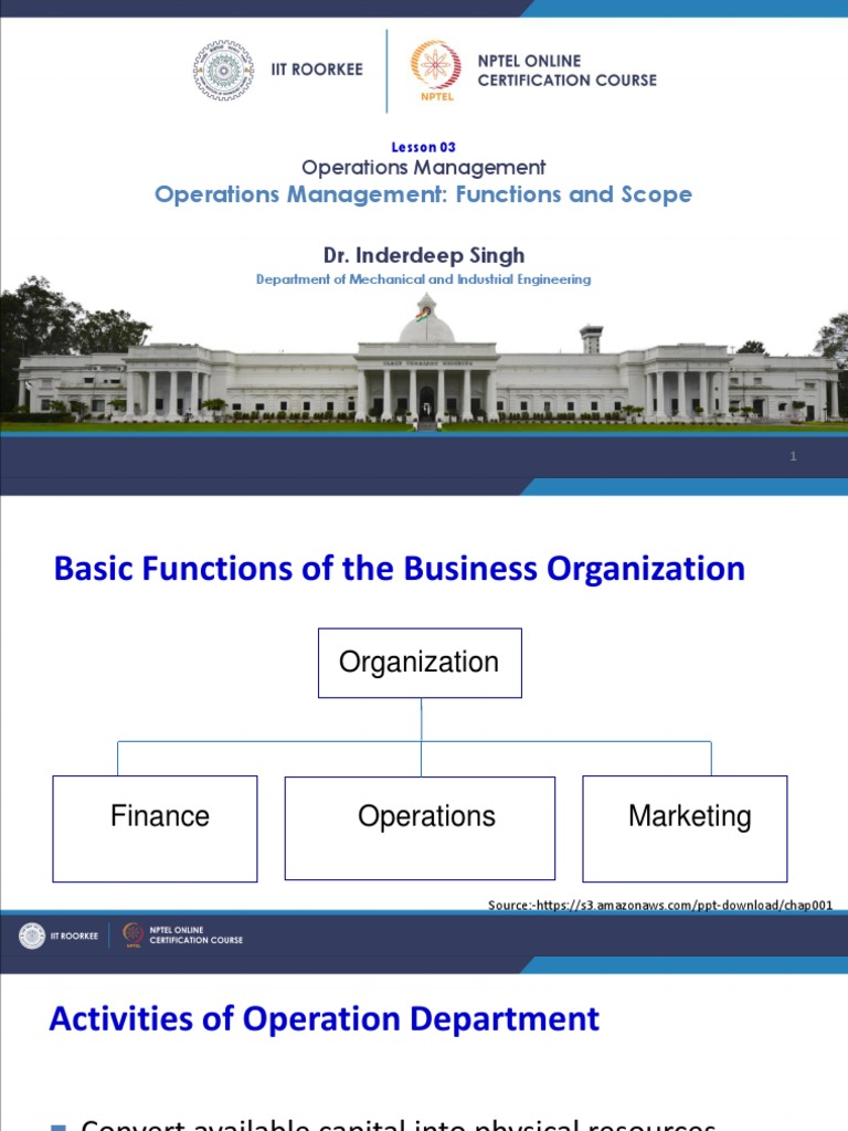 Functions and Scope of Operations Management | PDF | Operations ...
