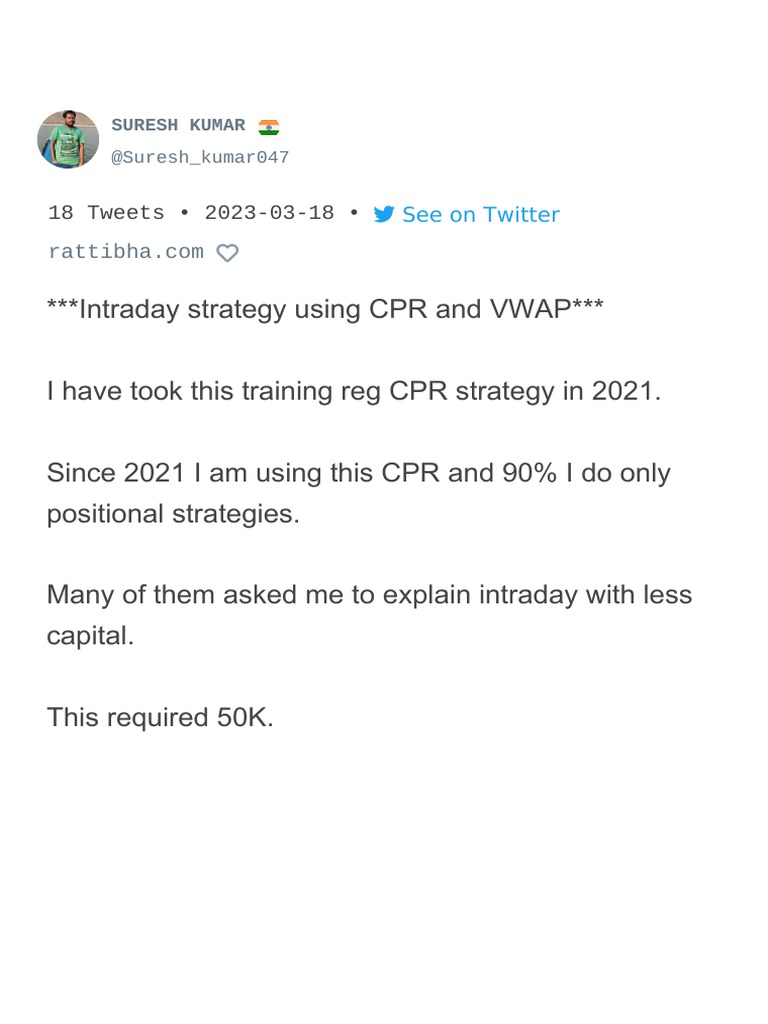 Intraday Strategy Using CPR Suresh Kumar047 | PDF | Day Trading ...
