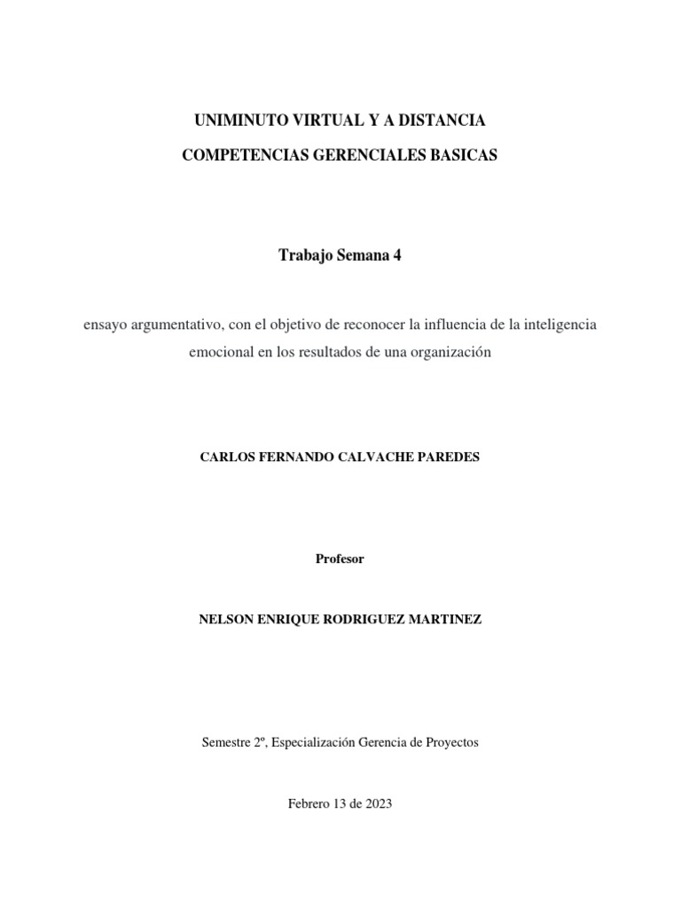 Calvache Carlos - Ensayo-Inteligencia Emocional | PDF | Las emociones ...