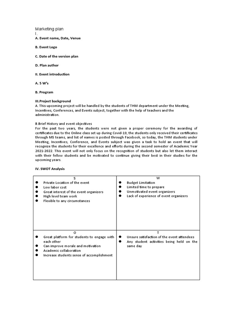 Marketing Plan | PDF | Marketing | Business Economics