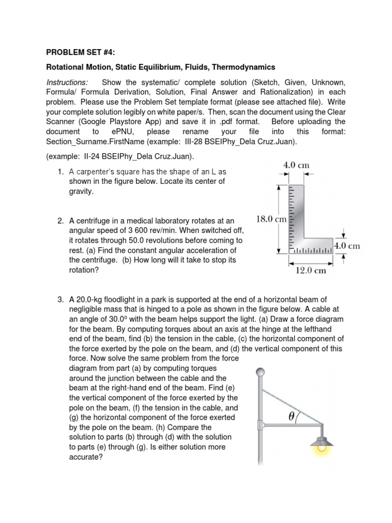 Analysis of Rotational Motion, Static Equilibrium, Fluids, and Thermodynamics Concepts through ...
