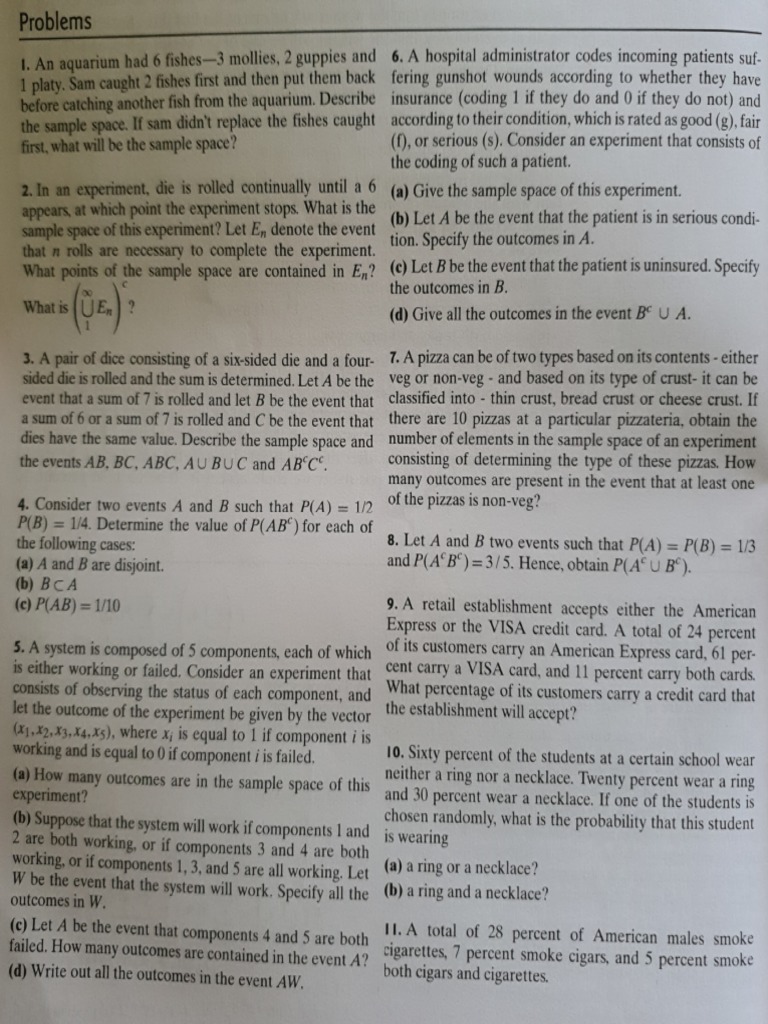 Problems with Fishes, Dice, Credit Cards, and More | PDF | Probability | Dice