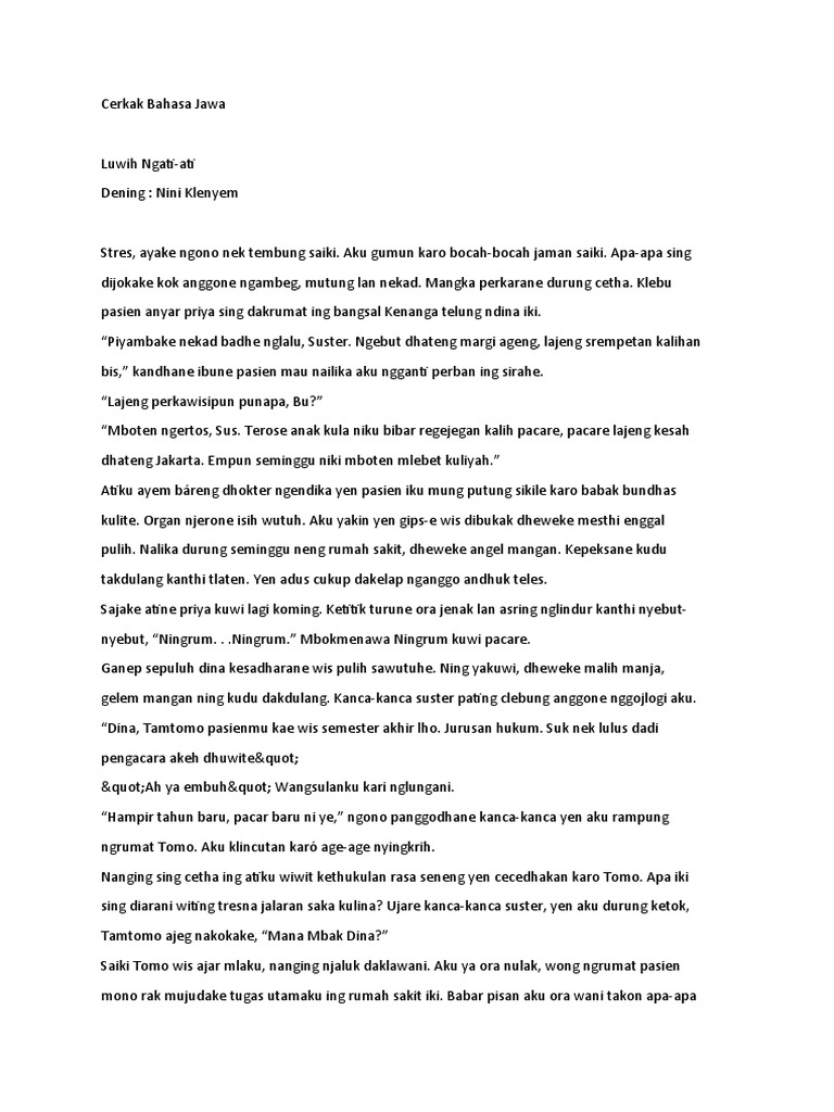 Cerkak Bahasa Jawa (Luwih Ngati-Ati) | PDF