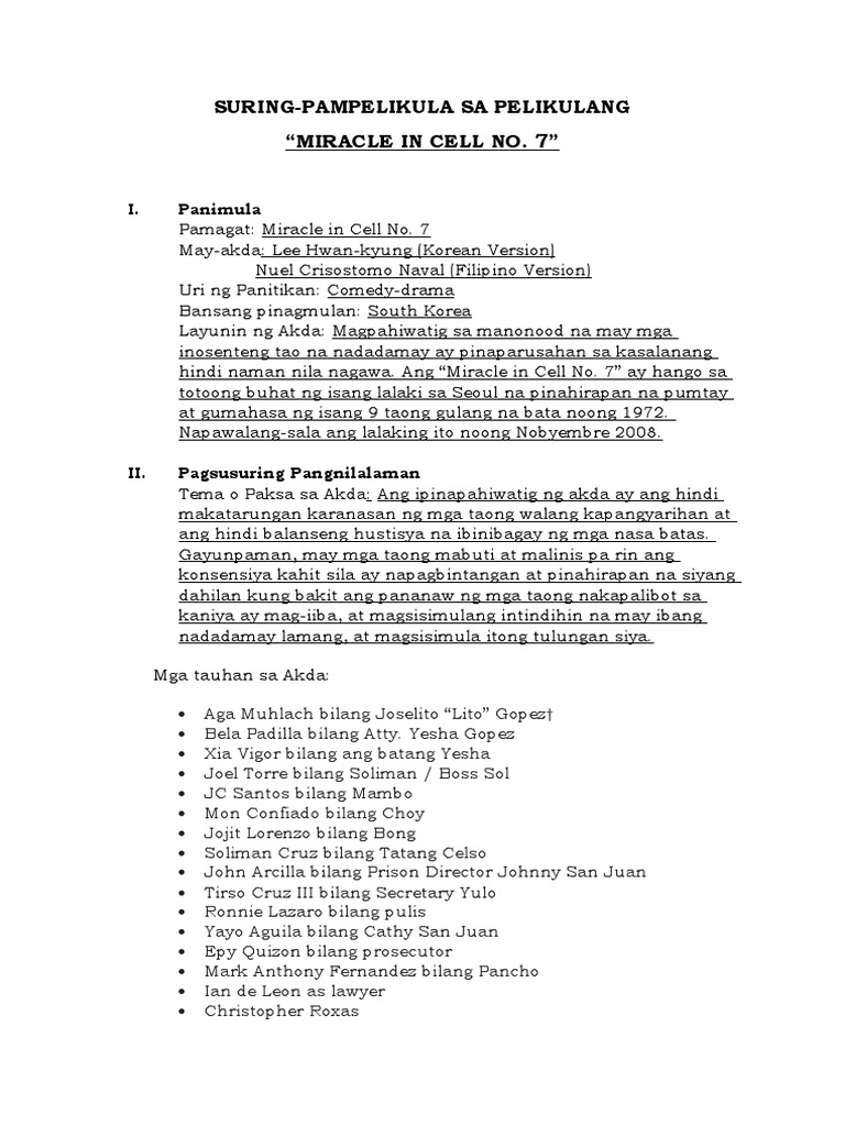 Suring Pelikula (Miracle in Cell No. 7) | PDF