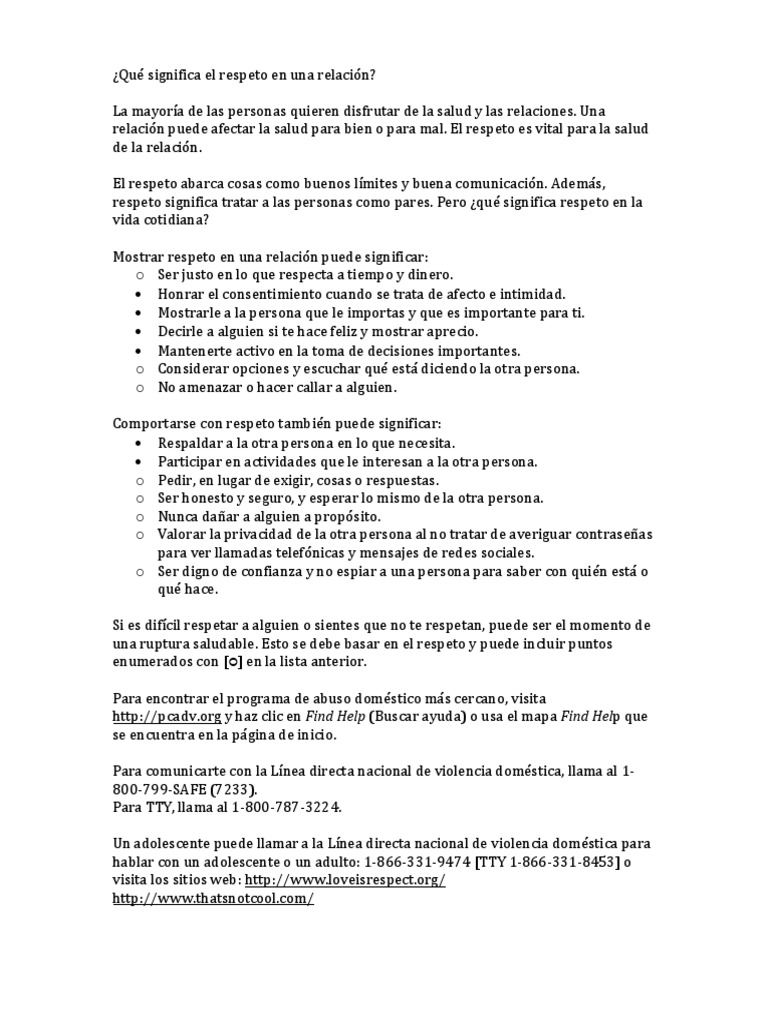 Que Significa El Respeto en Una Relacion | PDF