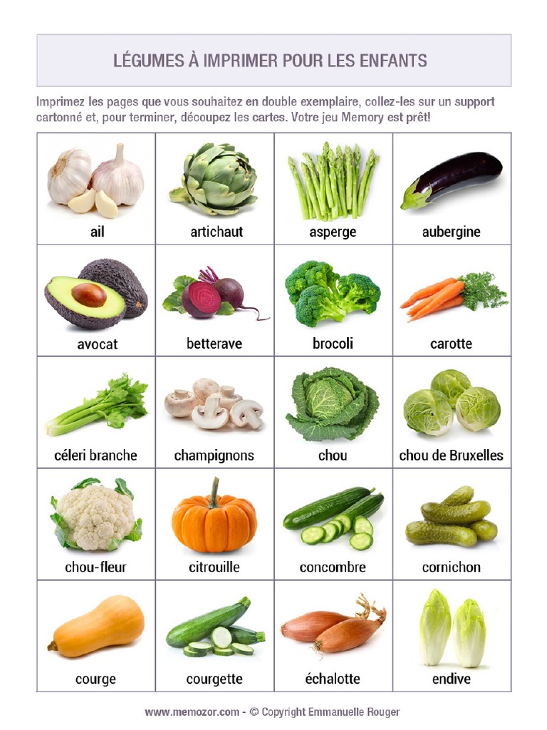 Cartes Legumes Pour Jeu Memory | PDF