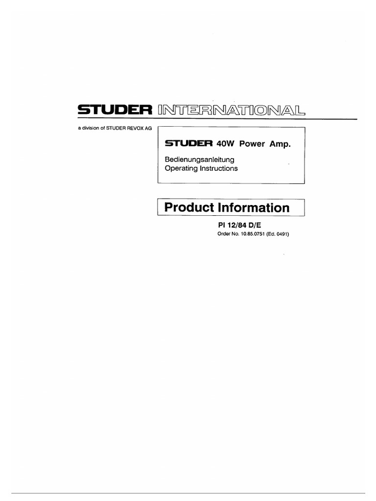 Studer 40W-Power-Amp Schematic | PDF