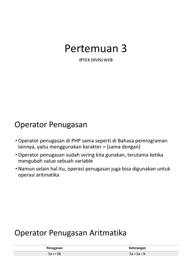Operator dan Kontrol PHP | PDF | Metode & Bahan Ajar