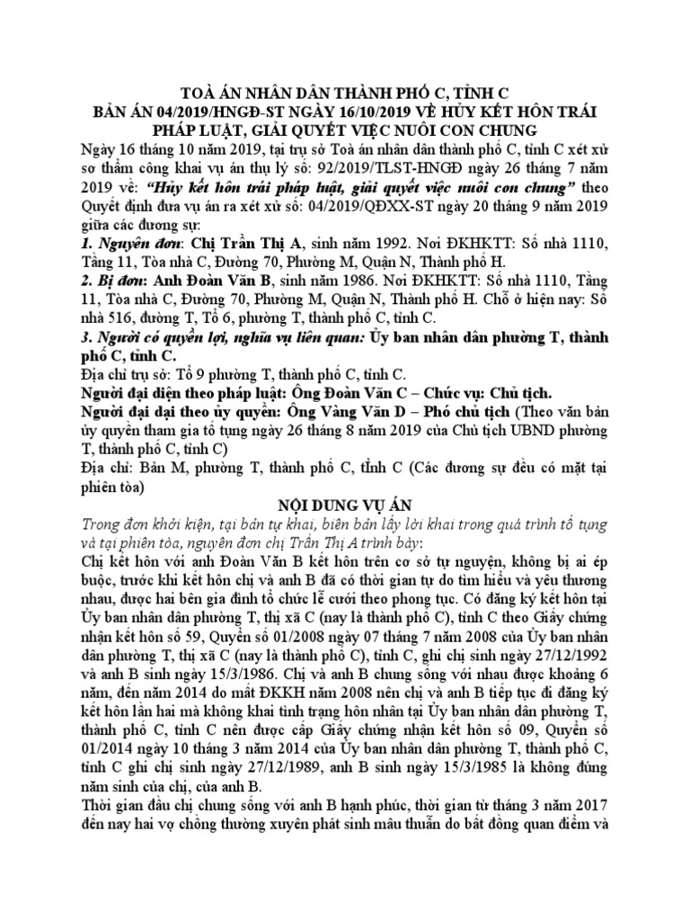 Trong đơn khởi kiện, tại bản tự khai, biên bản lấy lời khai trong quá trình tố tụng và tại phiên ...