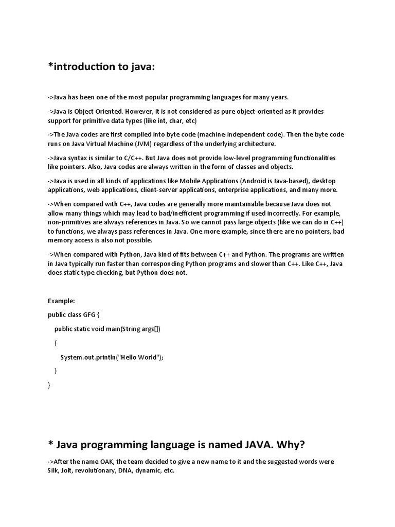 Introduction To Java | PDF | Method (Computer Programming ...