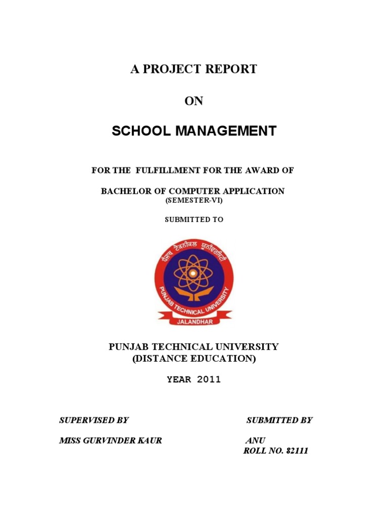 School Management: A Project Report ON | PDF | Computing | Communication
