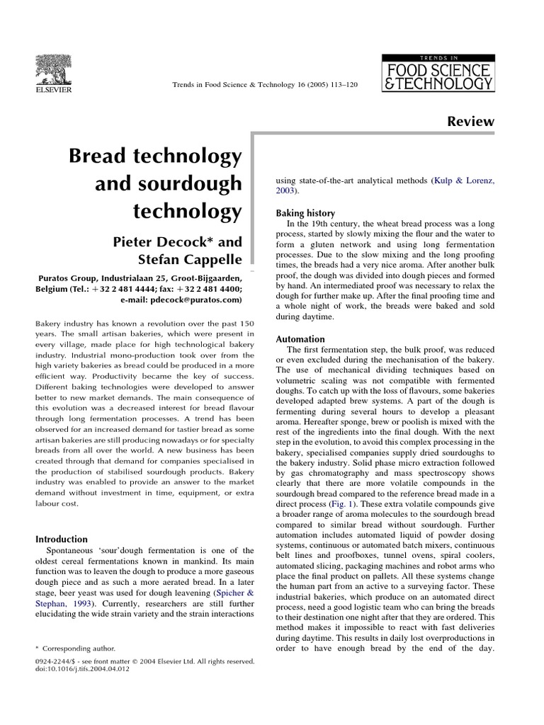 Bread Technology and Sourdough Technology - Pieter Decock Stefan Cappelle | PDF | Sourdough | Breads