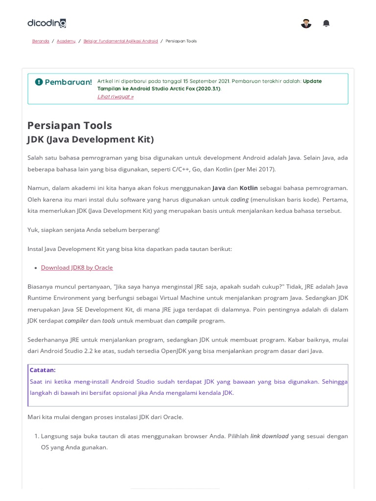 Dicoding Indonesia - Persiapan Tools | PDF