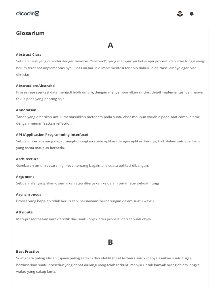Dicoding Indonesia - Glosarium | PDF | Seni | Teknologi & Rekayasa