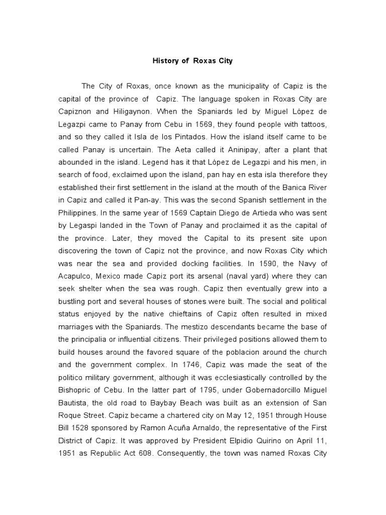 History of Roxas City, Capiz | PDF