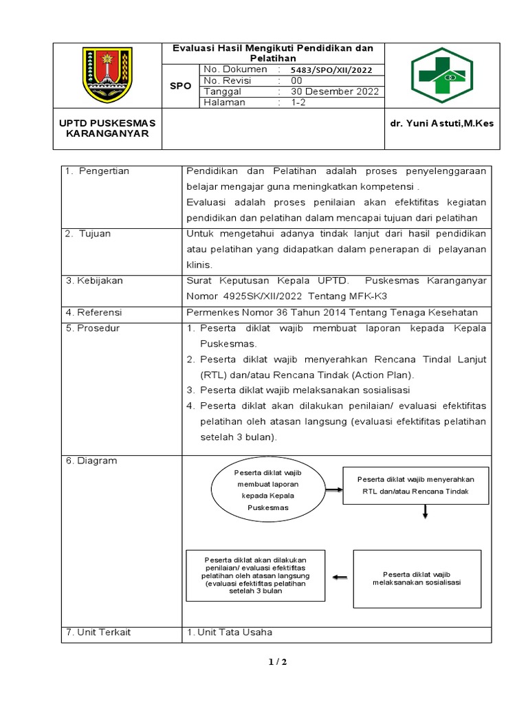 24) SPO Evaluasi Hasil Mengikuti Pendidikan Dan Pelatihan | PDF