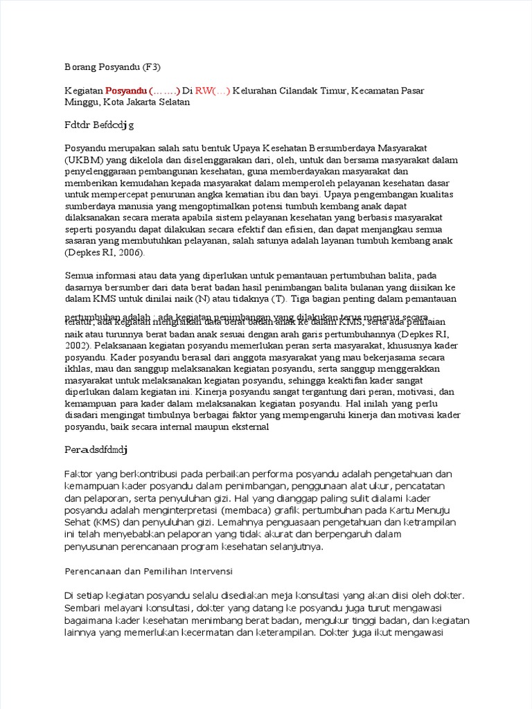 PDF Posyandu RW Latar Belakang | PDF | Karier & Perkembangan | Ilmu Sosial
