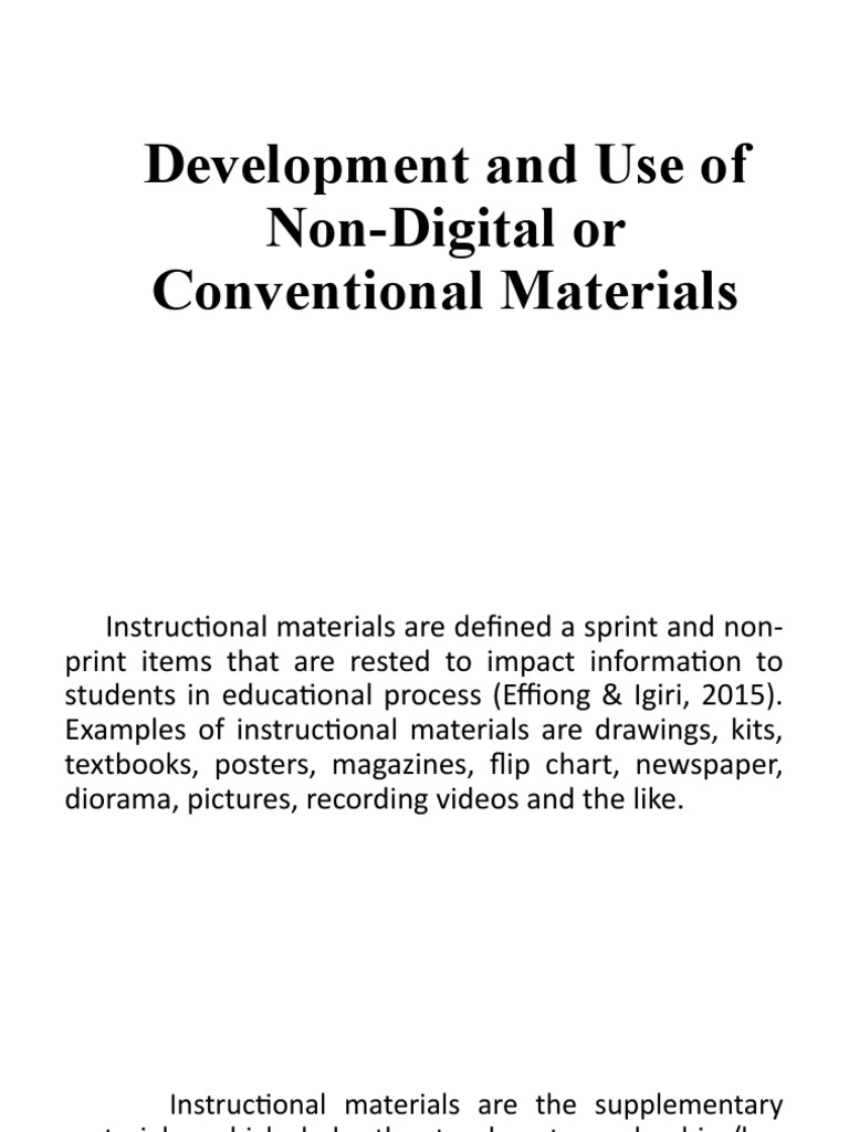Non-Digital Instructional Materials Guide | PDF | Teachers | Drawing