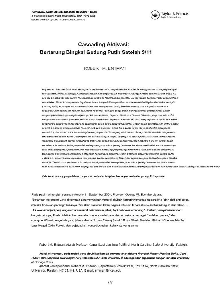 ROBERT M. ENTMAN - Cascading Activation - Contesting The White House's ...