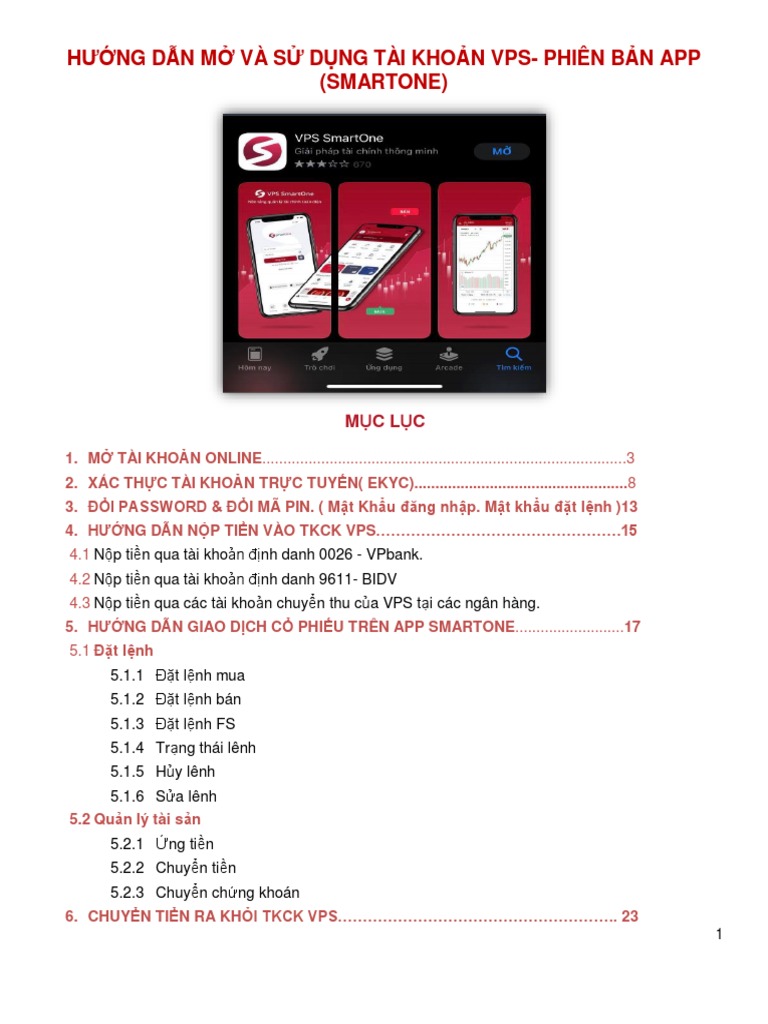 Hướng Dẫn Mở Và Sử Dụng Tài Khoản Vps-Phiên Bản App (Smartone) | PDF