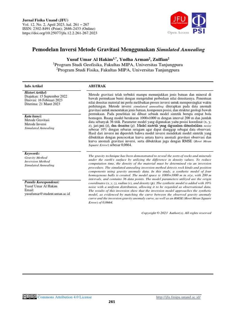 Pemodelan Inversi Metode Gravitasi Menggunakan Sim | PDF
