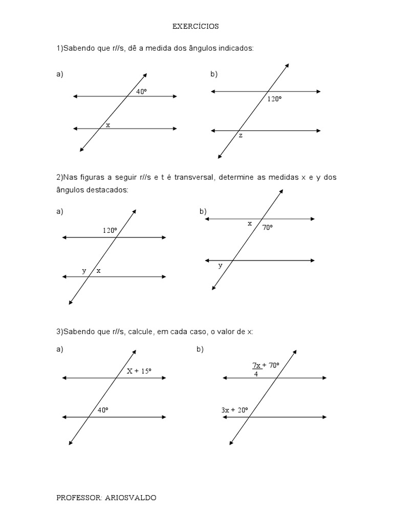 Exercícios De Angulos Pdf Métodos E Materiais De Ensino