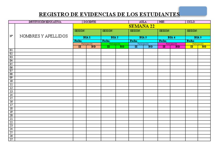 10 Registro de Evidencias de Los Estudiantes | PDF