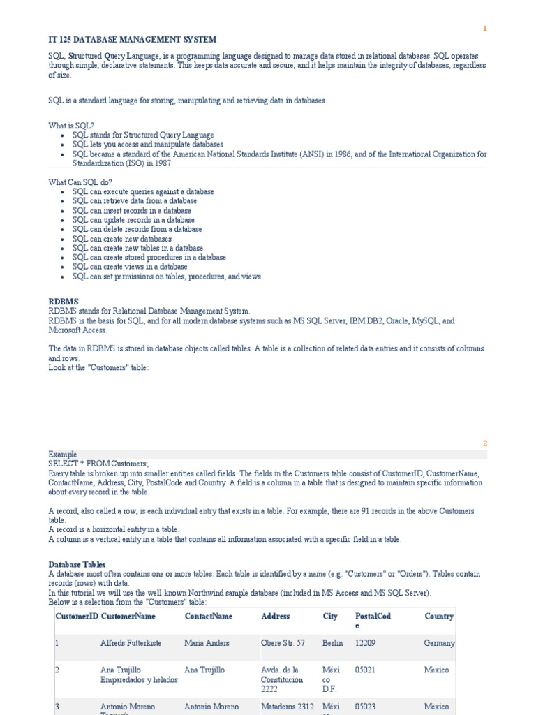 Introduction To SQL | PDF | Relational Database | Sql
