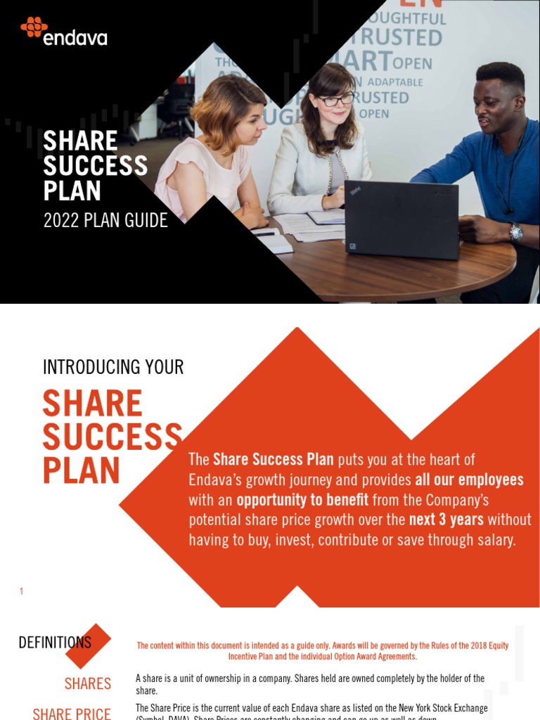 Endava 2022 Share Success Plan Guide | PDF | Option (Finance) | Stocks