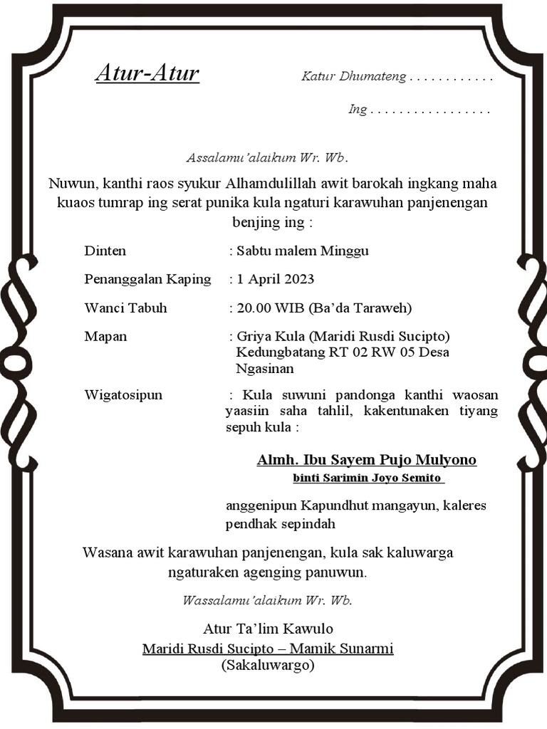 Atur Atur Ibu Sayem | PDF