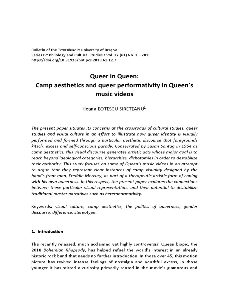 Queer in QueenCamp Aesthetics and Queer Performativity in Queen's Music Videos | PDF | Queer ...