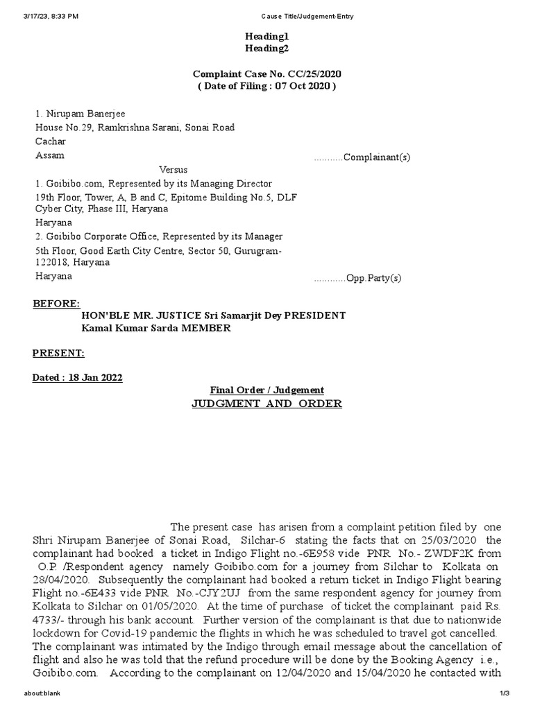 Cause Title - Judgement-Entry 4 | PDF | Legal Liability | Common Law
