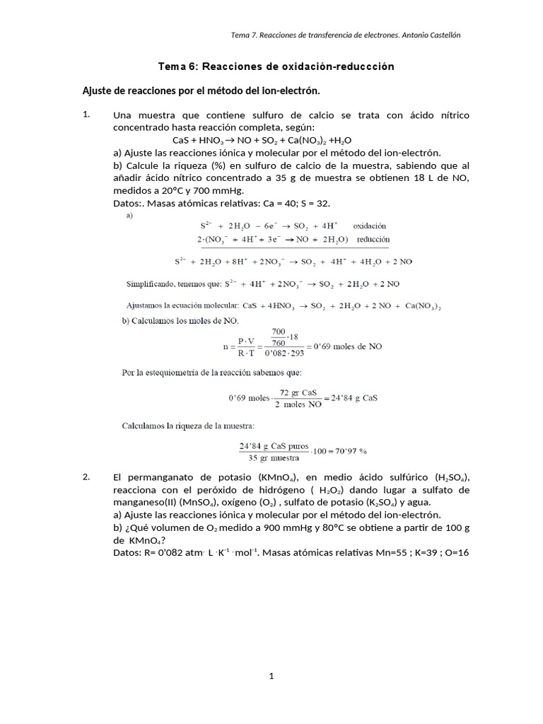 Tema 6. Reacciones Redox | PDF | Redox | Ácido