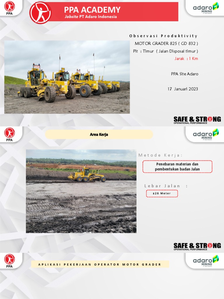 Observasi Productivity Motor Grader 825 17-01-23 | PDF